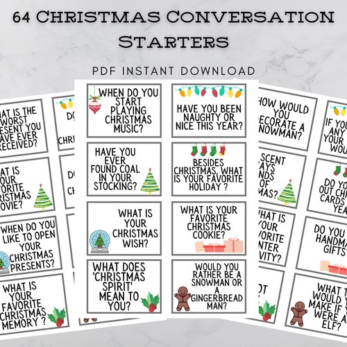 Christmas Conversation Cards Holiday Conversation Starters - Etsy