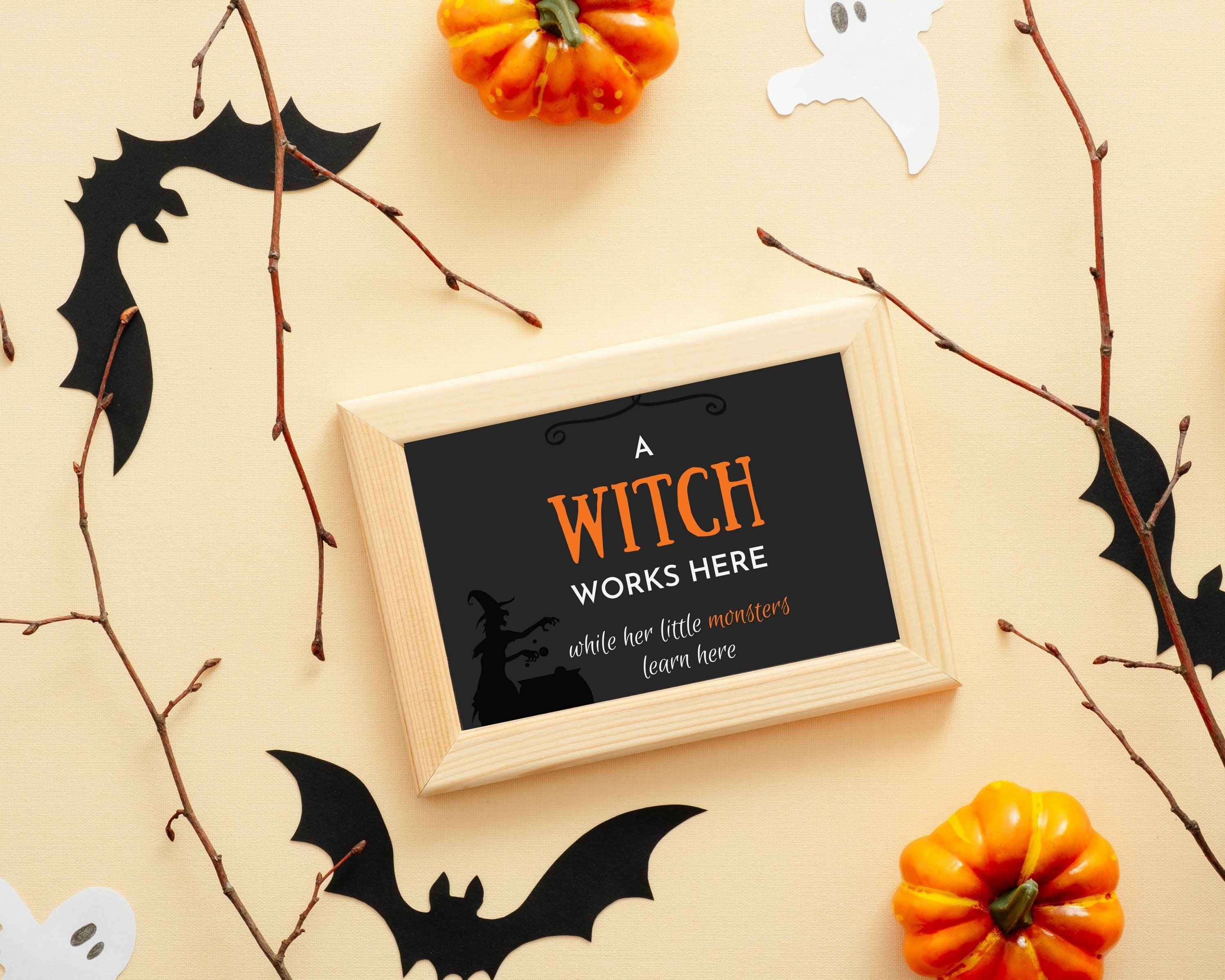 Witch Door Sign Work From Home, Halloween Office Sign, Witch Lives Here ...