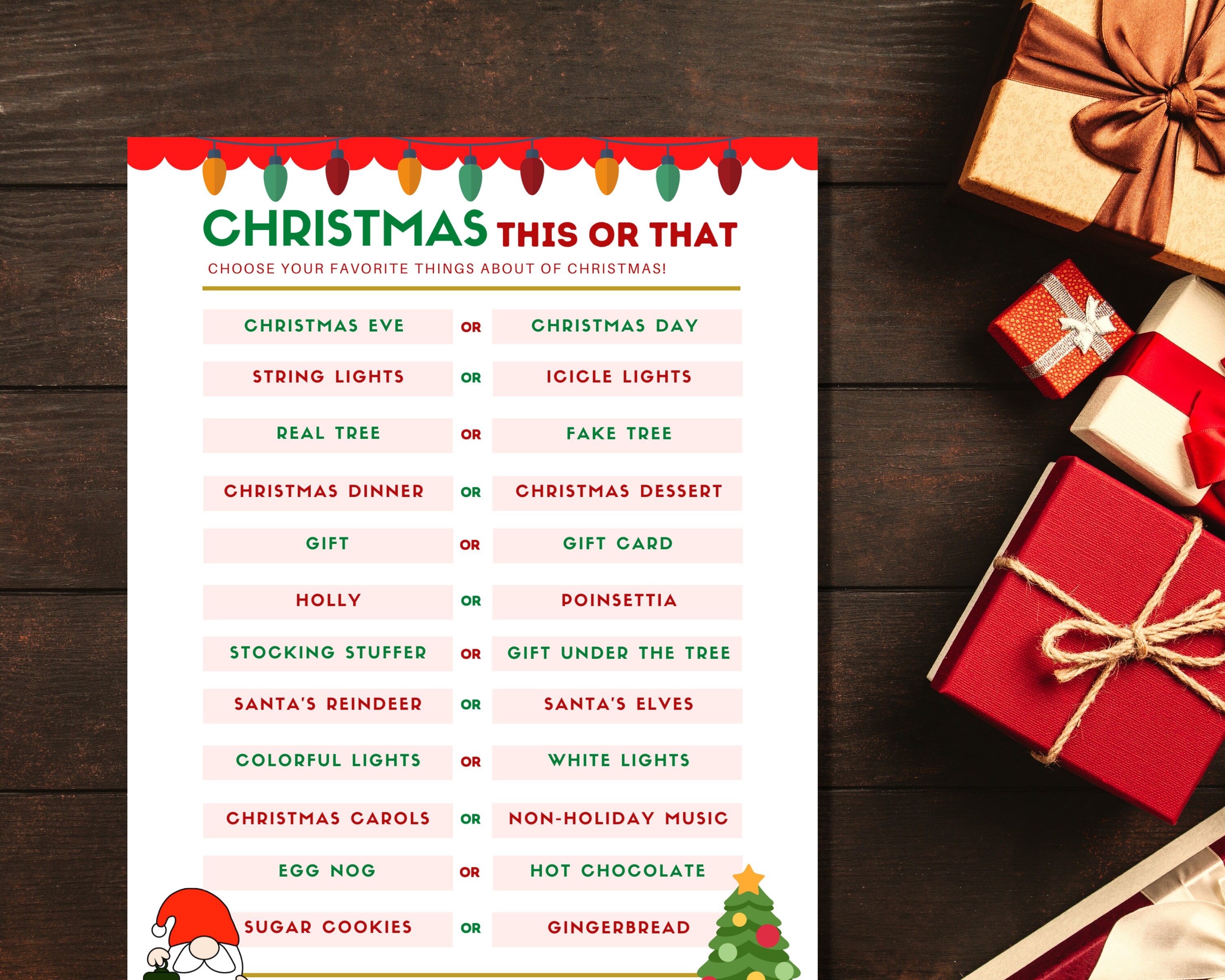 Christmas This or That Printable Game, Icebreaker Activity for ...