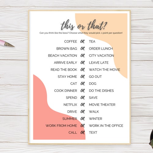 This or That Printable Game Would She Rather Game Virtual - Etsy