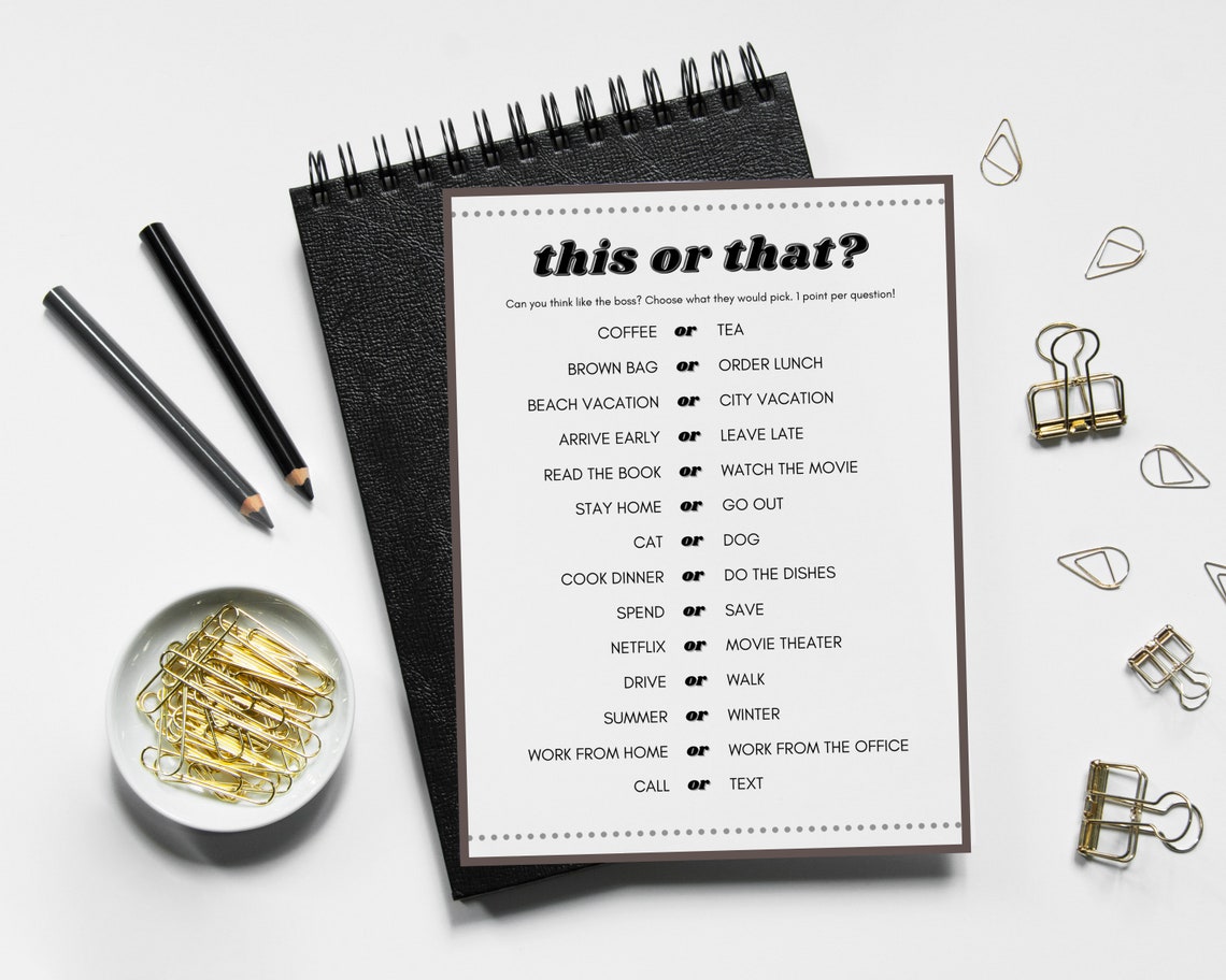 This or That Printable Game: Work Happy Hour Activity (digital Download ...