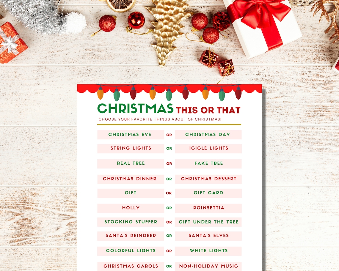 Christmas This or That Printable Game, Icebreaker Activity for ...