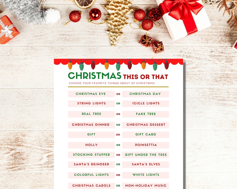 Christmas This or That Printable Game, Icebreaker Activity for ...