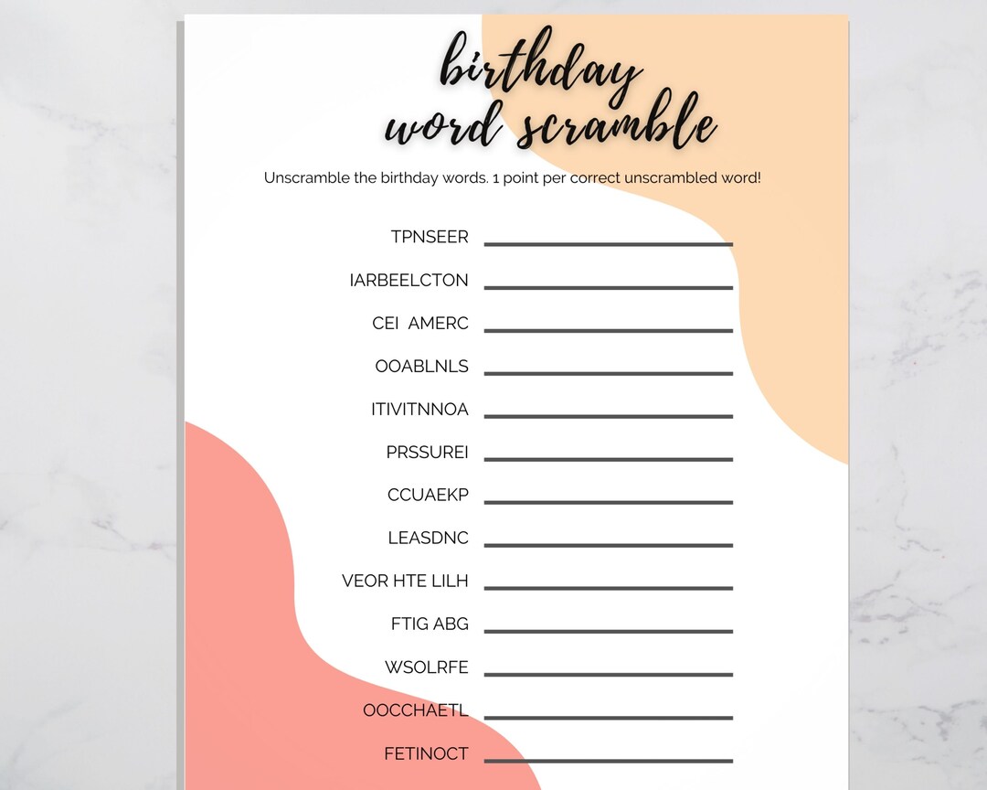 Word Scramble Digital Download, Office Birthday Party Games, Work Party ...