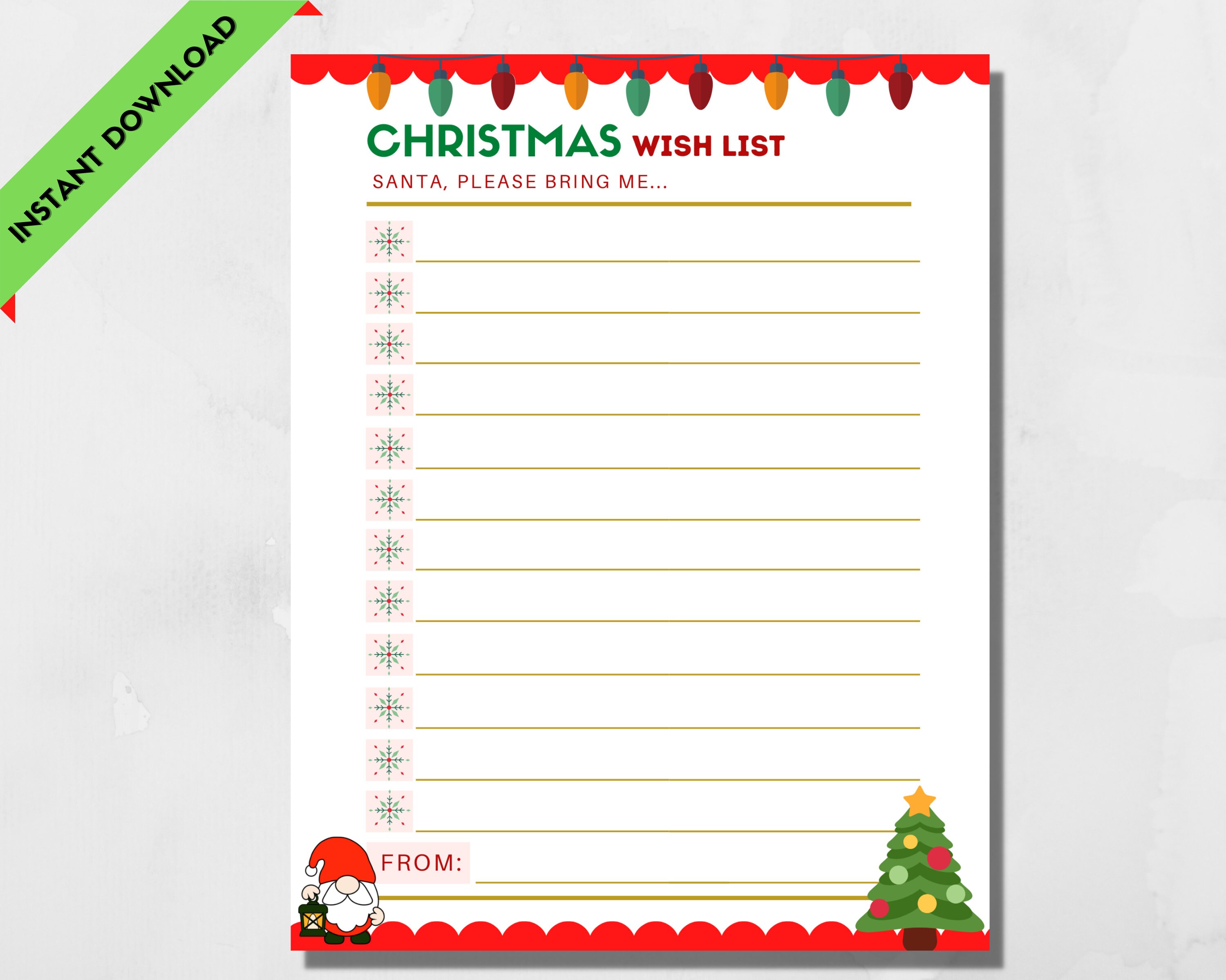 Printable Christmas List, Instant Download Christmas Activity for Kids ...