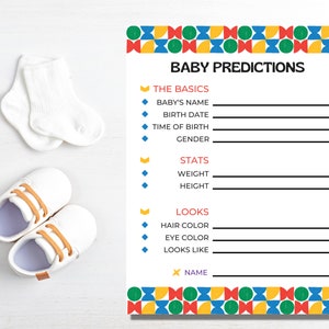 Baby Shower Predictions Printable Game Sheet, Instant Download Activity ...
