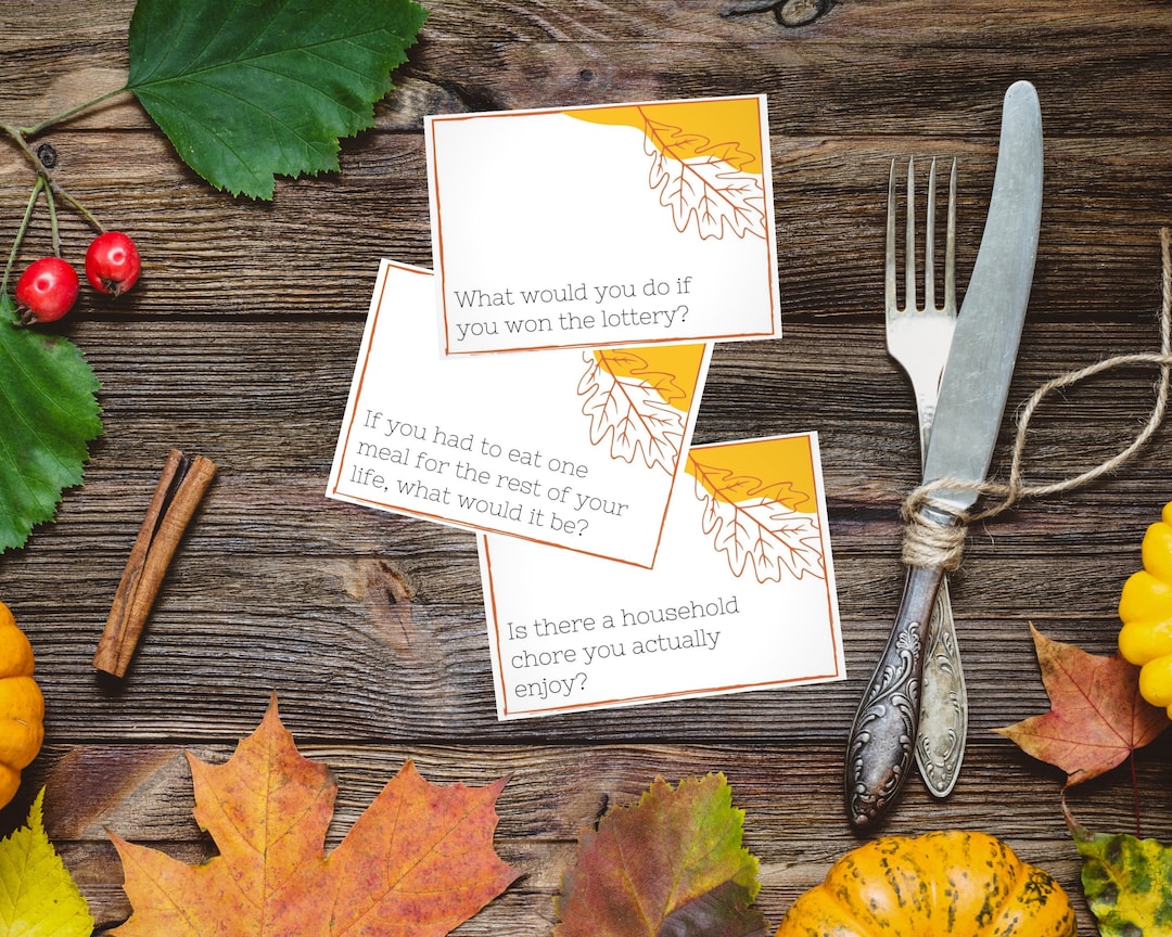 Thanksgiving Conversation Starter Cards: Autumn Dinner Table Topics ...