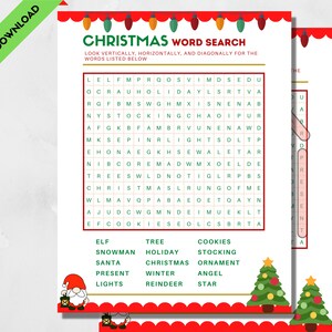 Christmas Word Search Printable, Christmas Party Office Game Instant ...