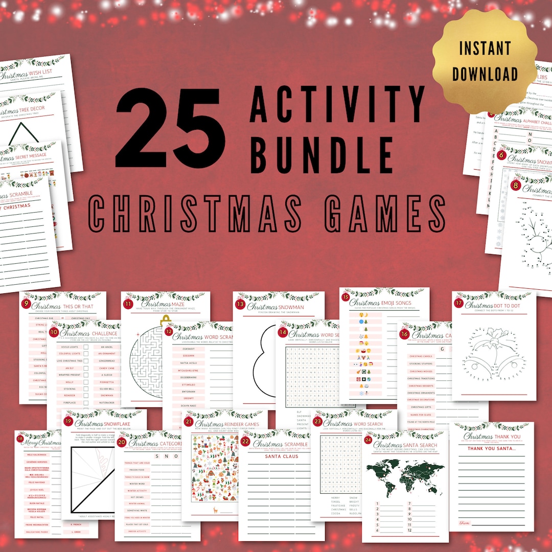 Printable Christmas Activity Bundle, Christmas Games Instant Download ...