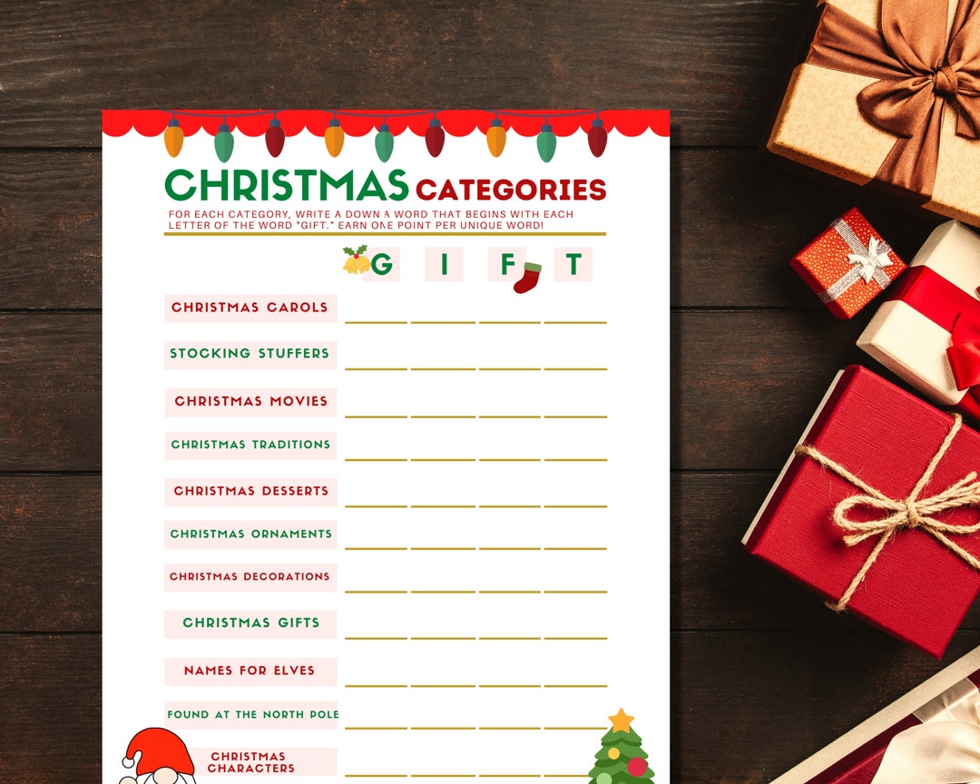 Christmas Categories Printable Game, Icebreaker Activity for Christmas ...