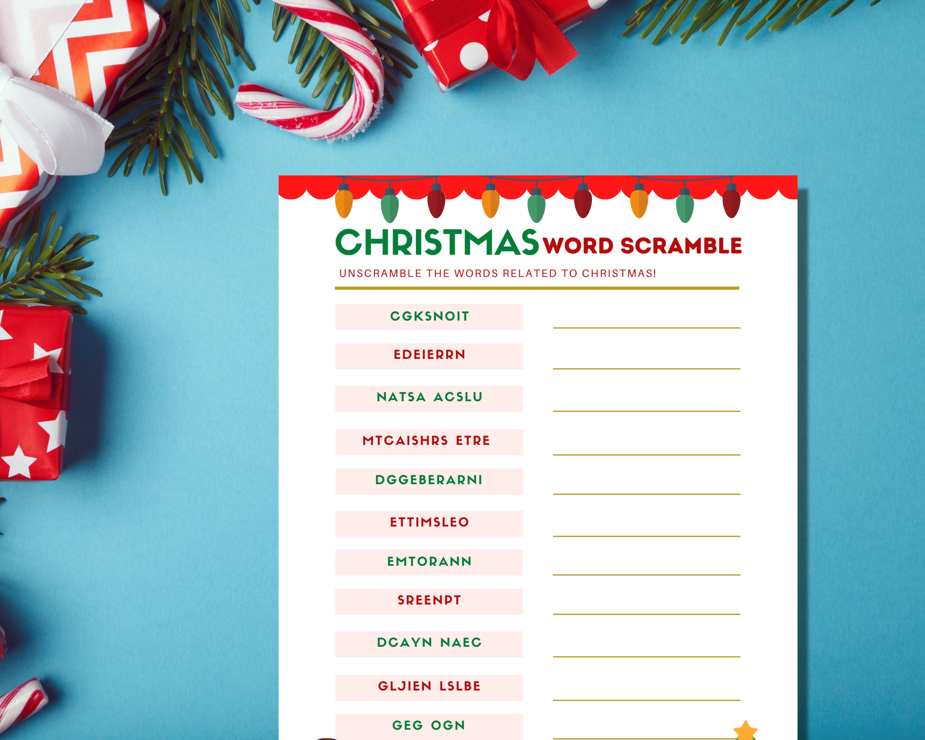 Christmas Word Scramble Printable Game, Icebreaker for Christmas Party ...
