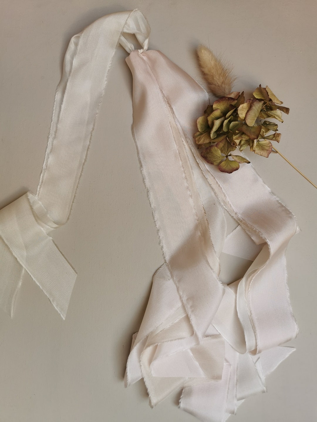 Pale Pink, Blush & Ivory Bouquet Drape - Luxe Pure Silk Ribbon, Hand ...