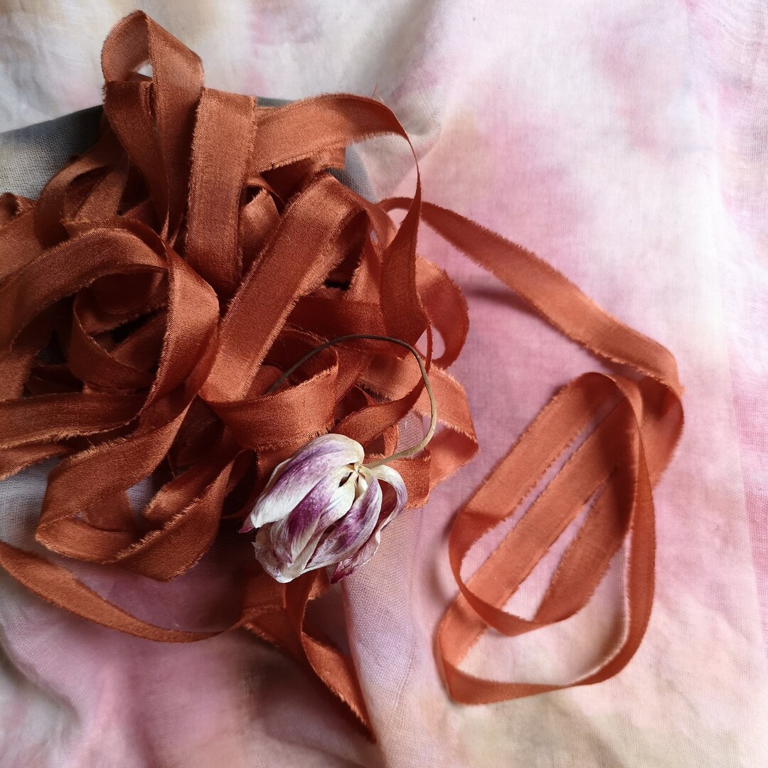 Rust Luxe Pure Silk Ribbon - Hand Dyed Silk Ribbon, Bouquet Silk Ribbon ...