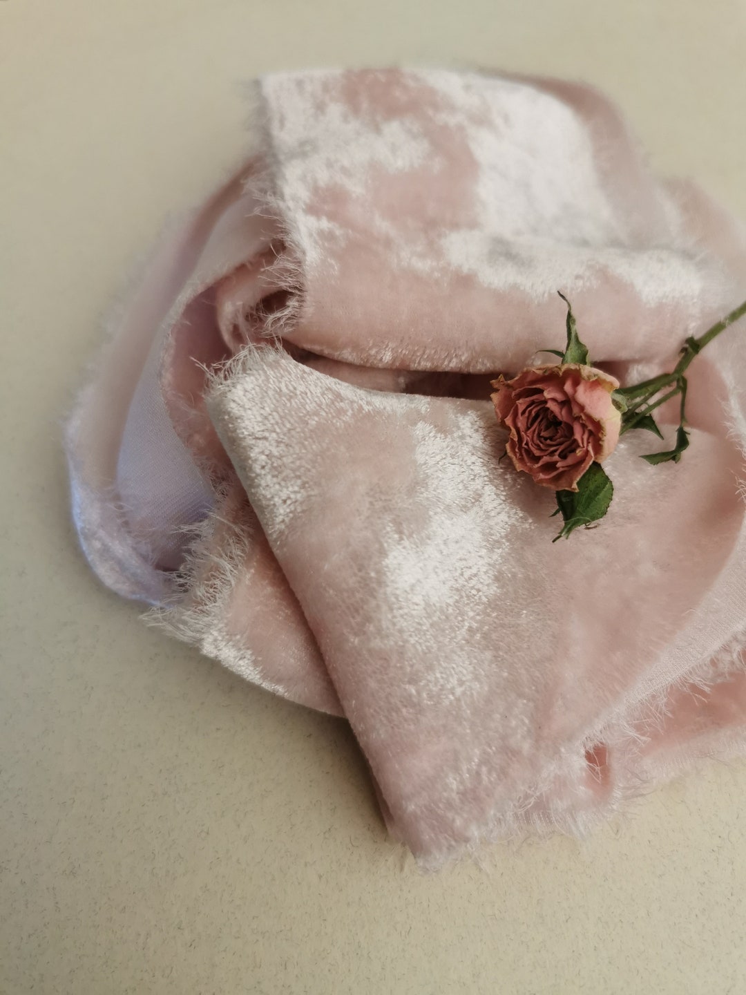 Soft Rose Pink Silk Velvet Ribbon - Hand Dyed Silk Velvet Ribbon ...