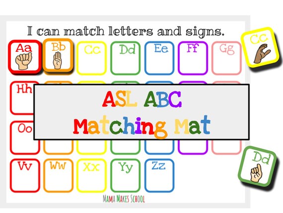 ASL Alphabet Matching Mat ABC Preschool Kindergarten | Etsy