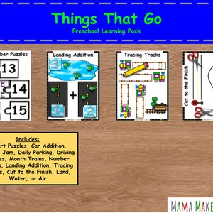 Things That Go Preschool Learning Pack - Etsy