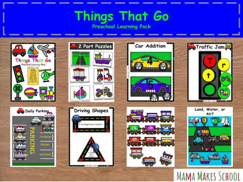 Things That Go Preschool Learning Pack - Etsy