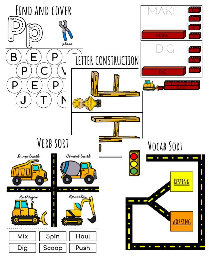 Construction Literacy Pack Preschool, Early Kindergarten Printable - Etsy