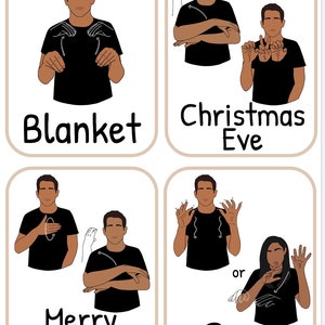 Christmas Wintertime ASL Flashcards, Sign Language Holiday Cards - Etsy