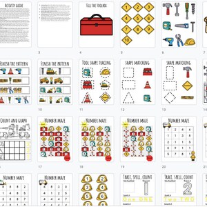 Construction Math Pack Preschool, Early Kindergarten Printable - Etsy