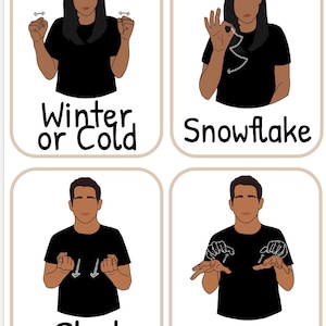 Christmas Wintertime ASL Flashcards, Sign Language Holiday Cards - Etsy