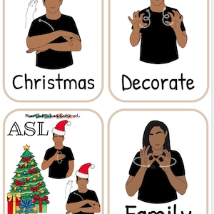 Christmas Wintertime ASL Flashcards, Sign Language Holiday Cards - Etsy