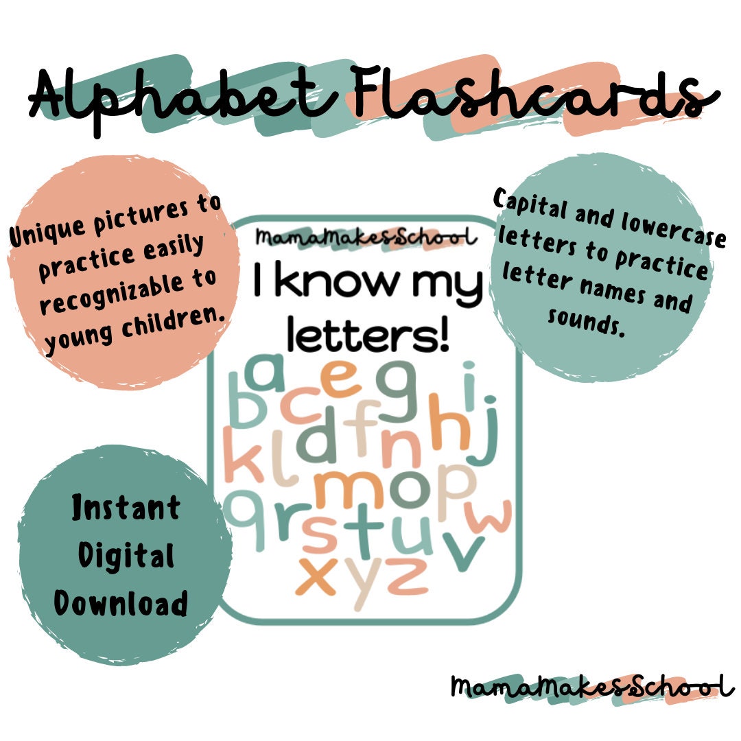 Alphabet Flashcards, Abcs, Letters and Sounds Flashcards Digital ...