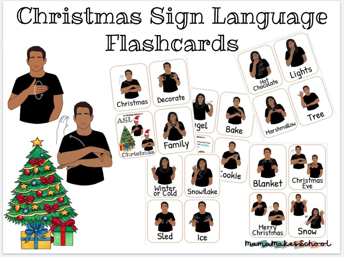 Christmas Wintertime ASL Flashcards, Sign Language Holiday Cards - Etsy