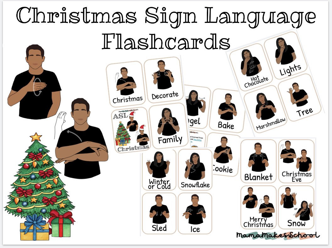 Christmas Wintertime ASL Flashcards, Sign Language Holiday Cards - Etsy