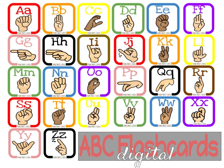 ABC ASL Flashcards DIGITAL, Sign Language, Printable, Alphabet - Etsy