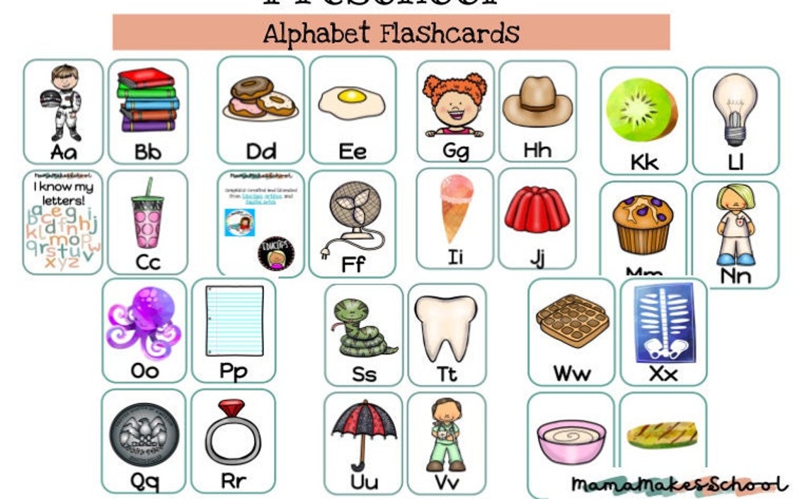 Alphabet Flashcards Abcs Letters and Sounds Flashcards | Etsy