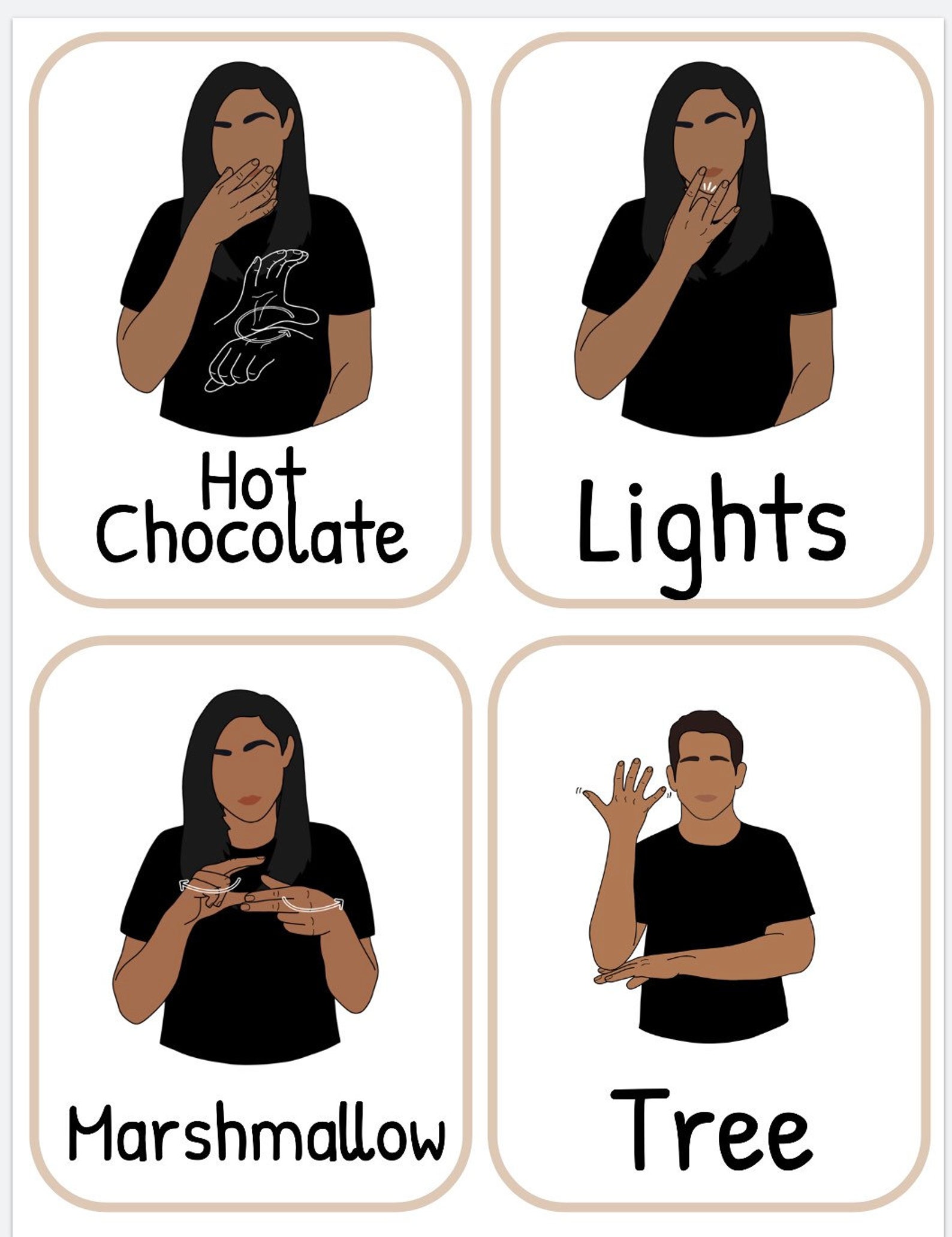 Christmas Wintertime ASL Flashcards, Sign Language Holiday Cards - Etsy