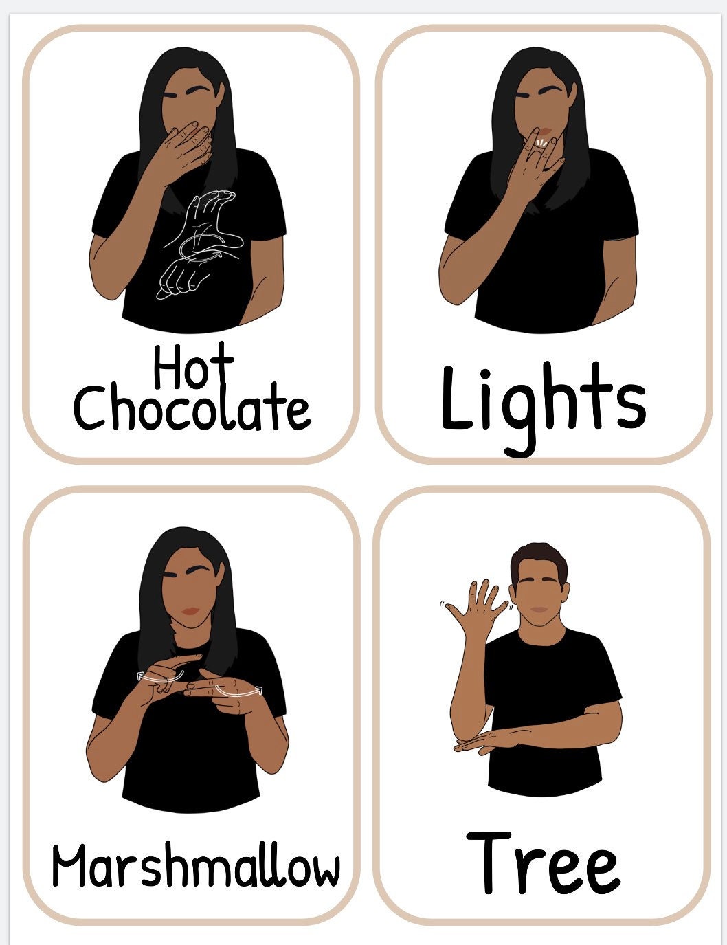 Christmas Wintertime ASL Flashcards, Sign Language Holiday Cards - Etsy