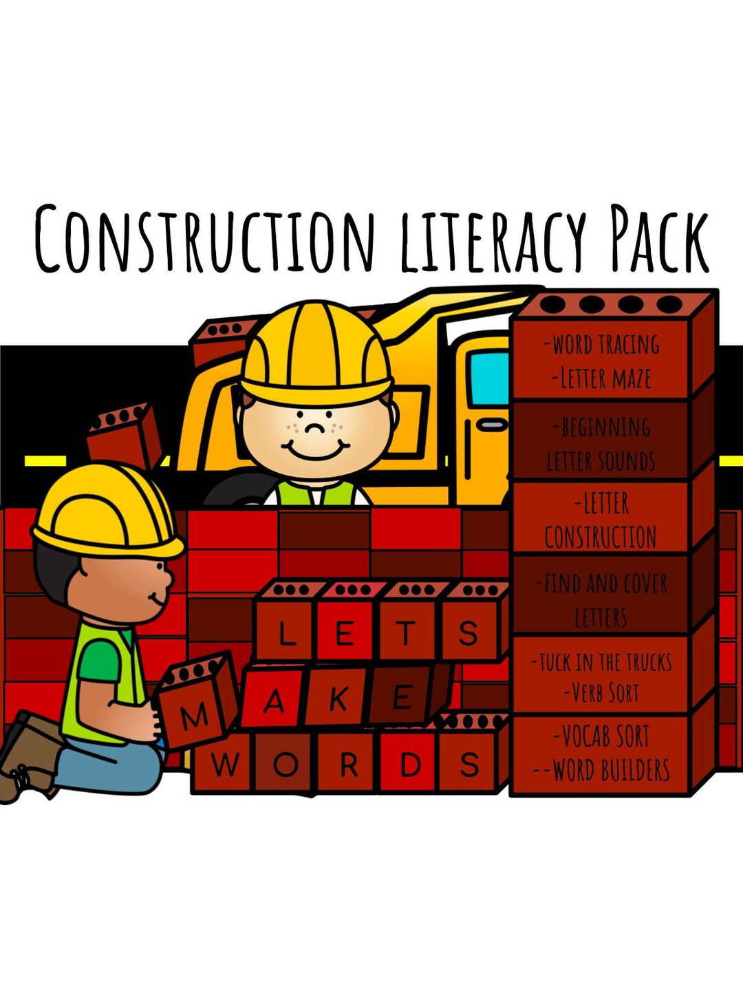 Construction Literacy Pack Preschool, Early Kindergarten Printable - Etsy