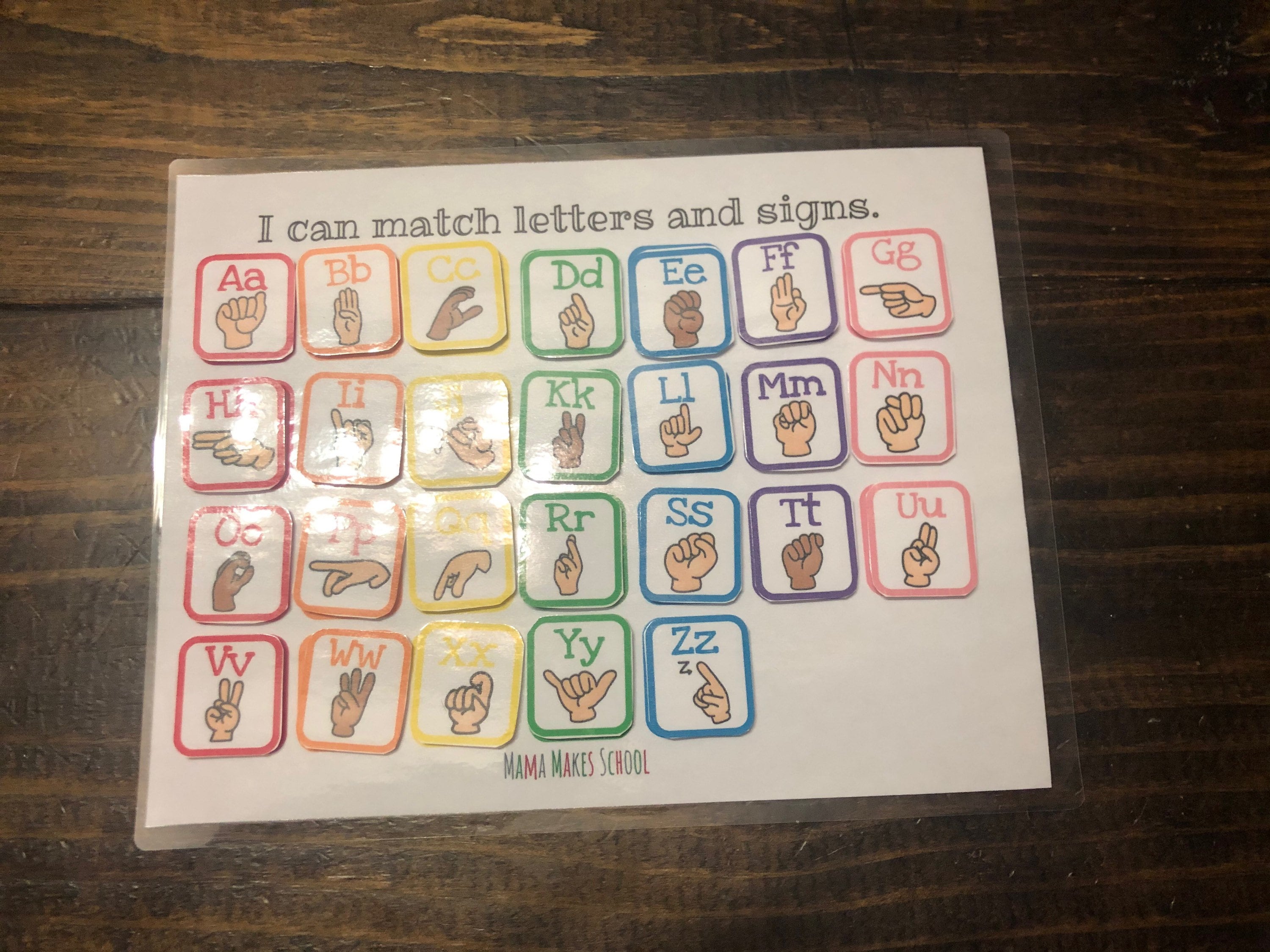 ASL Alphabet Matching Mat, ABC, Preschool, Kindergarten, Learning Mat ...