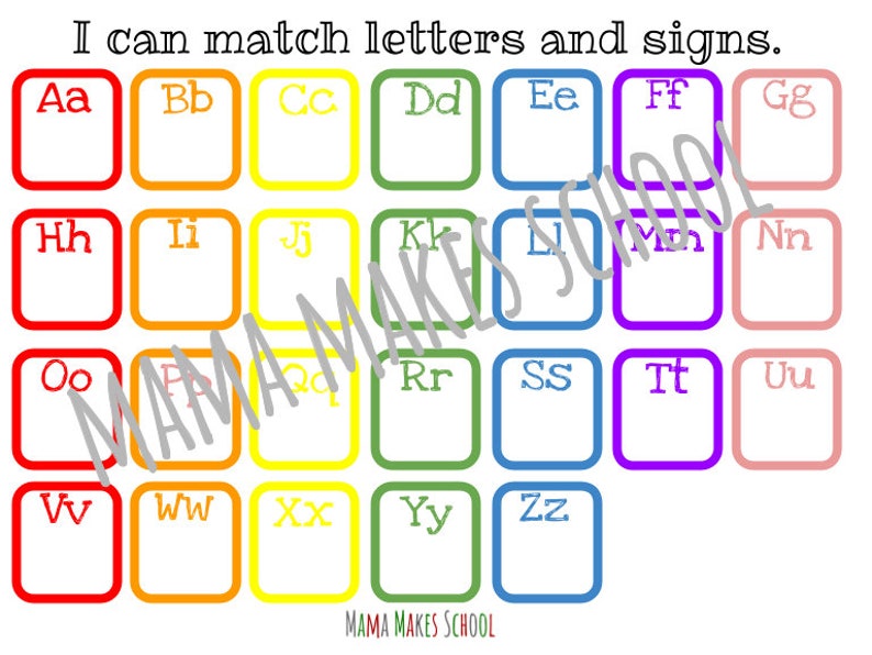 ASL Alphabet Matching Mat, ABC, Preschool, Kindergarten, Learning Mat ...