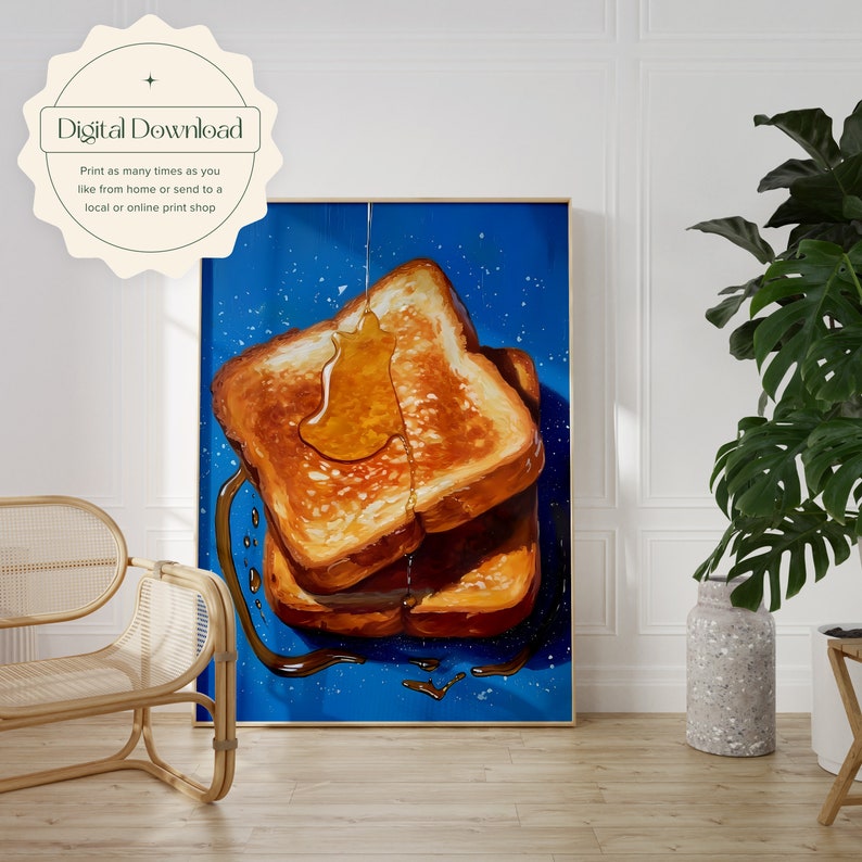French Toast Oil Painting Style Kitchen Decor Digital Print, Printable ...