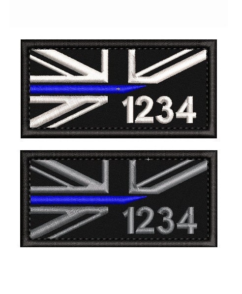Thin Blue Line Number Uniform Arm Patch, Personalized Iron on Embroidered Patch, Custom Velcro ...