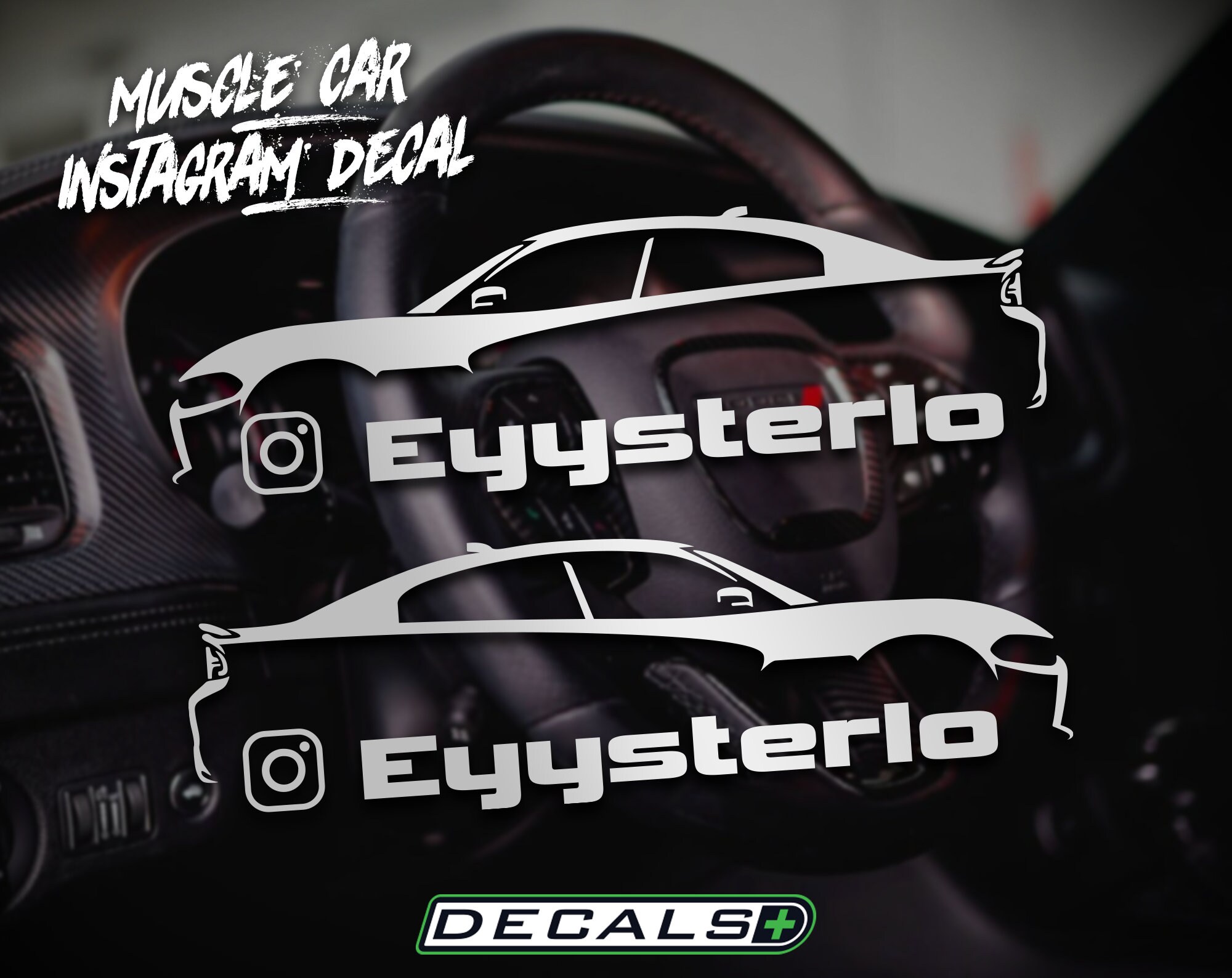 2x Muscle Car Silhouette Instagram IG Window Decals Funny Illest Dope ...
