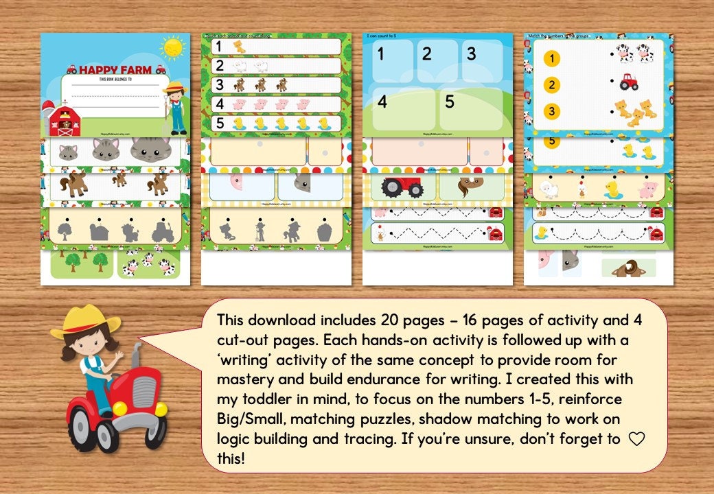 Farm Busy Book Printable Toddler Activities Preschool Worksheets ...