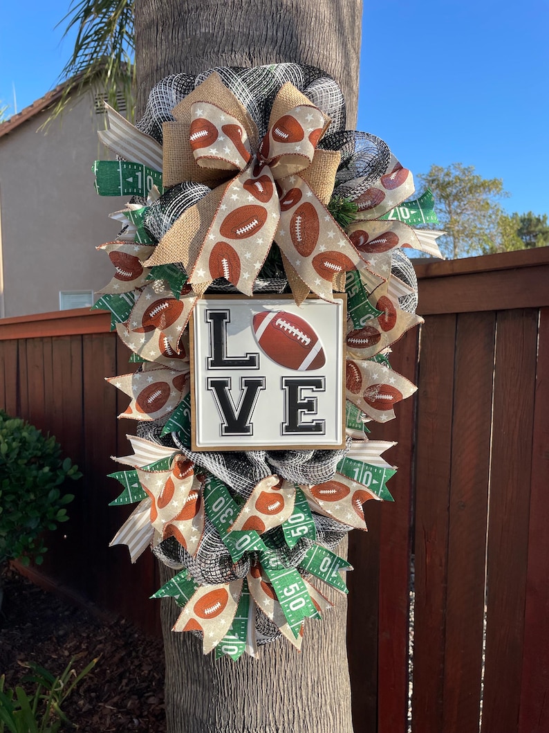 Football Deco Mesh Swag, Fall Front Door Decor, Team Spirit - Etsy