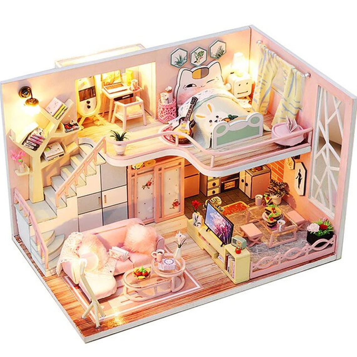 Cutebee Doll House Miniature Dollhouse With Furniture Kit Etsy
