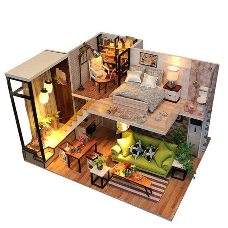 Cutebee Doll House Miniature Dollhouse With Furniture Kit Etsy