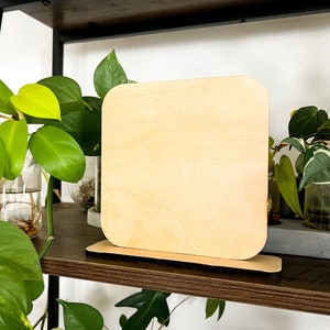 Custom Wooden Small Square QR Code Tabletop Sign | Social Media Sign ...