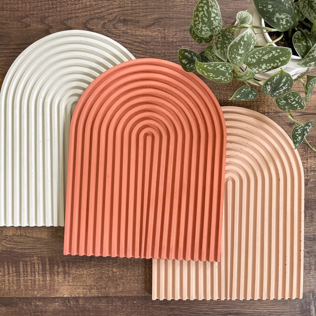 Arch Concrete Tray / Midcentury Modern Art / Handmade Concrete Tray ...