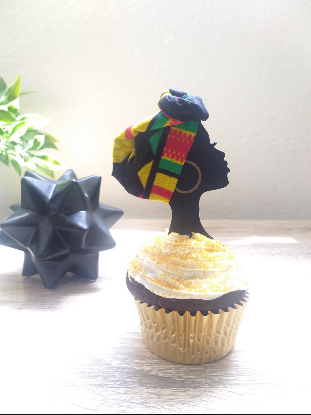 Kente Cloth African Woman Cupcake Toppers - Etsy