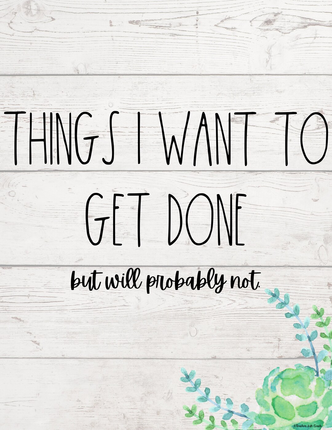 Succulents and Shiplap Weekly Agenda Pages and Covers - Etsy