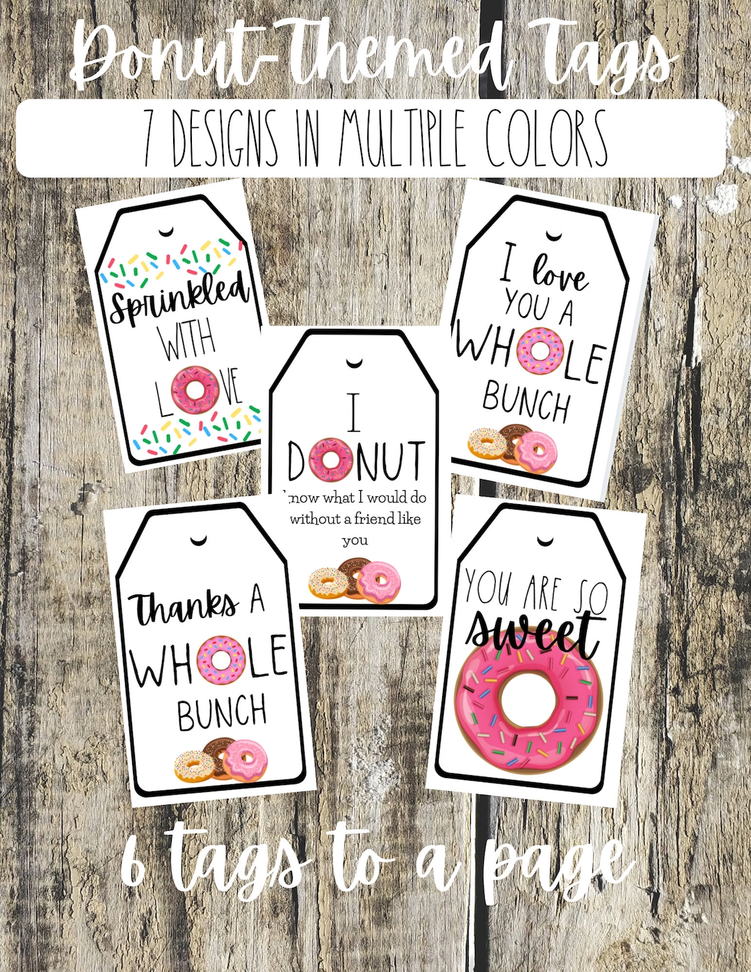 Set of Printable Donut-themed Gift Tags: 7 Different Designs - Etsy