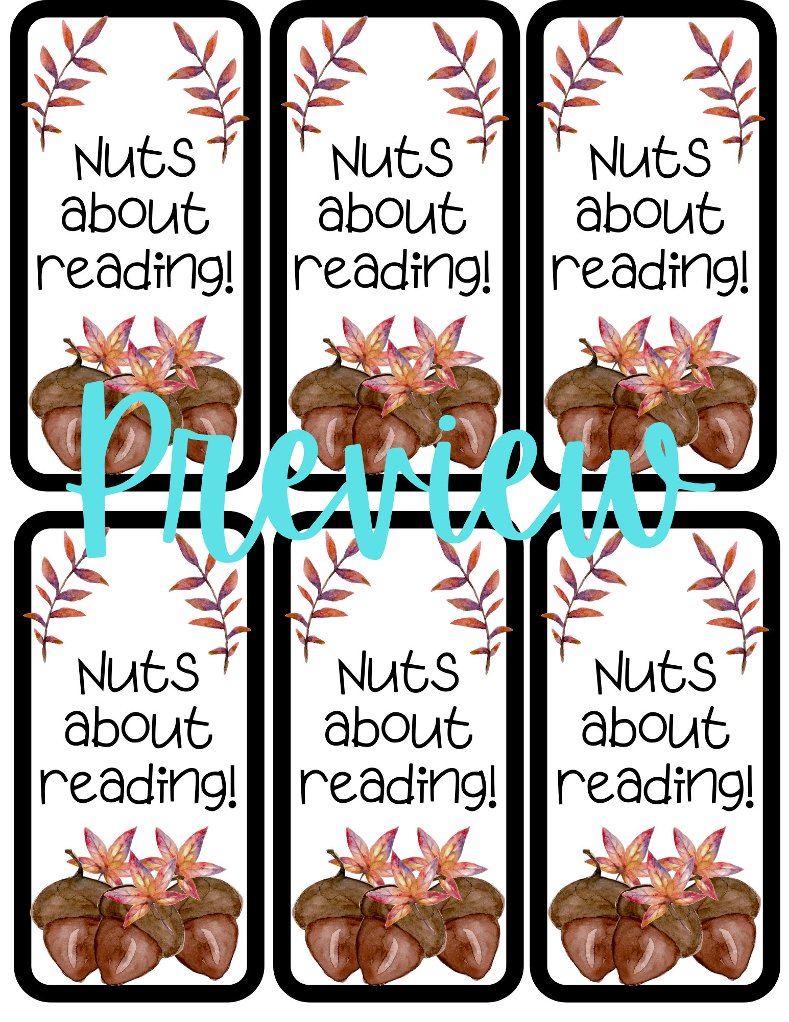 Set of Four Fall Printable Bookmarks - Etsy