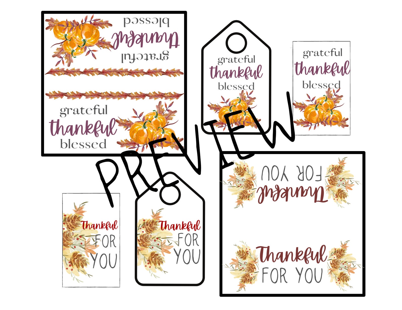 Set of Printable Gratitude Treat Bag Toppers and Two Gift Tags - 4 ...